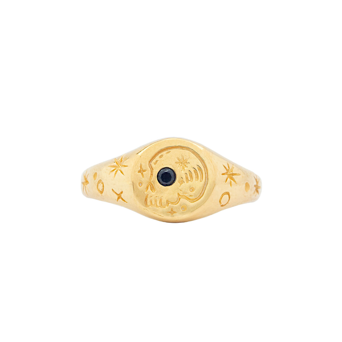 Seer Signet Ring - Skull Ring with Sapphire Eyes | Hunt Of Hounds